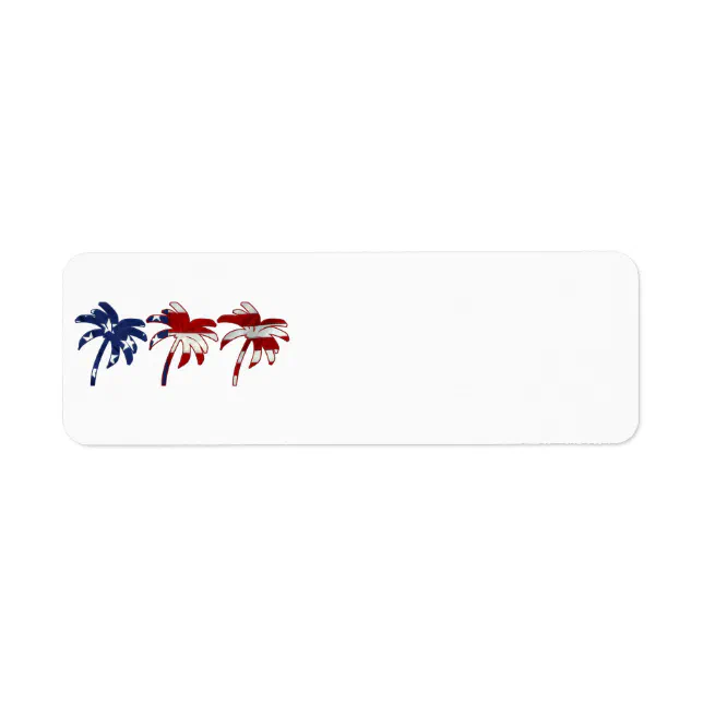 Red White Blue Palm Tree Label | Zazzle