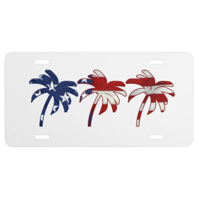 Red White Blue Palm Trees License Plate | Zazzle