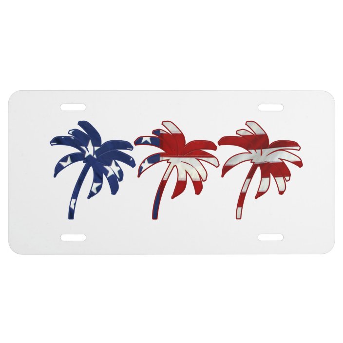 Red White Blue Palm Trees License Plate | Zazzle.com