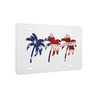 Red White Blue Palm Trees License Plate | Zazzle
