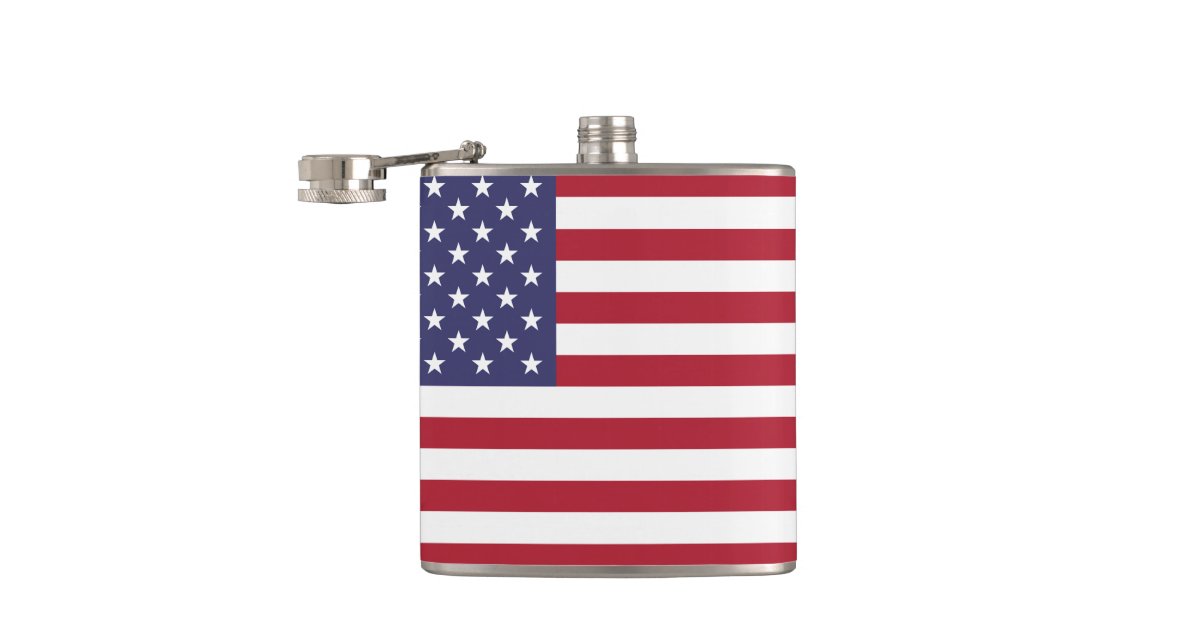 Red White & Blue Patriotic American Flag Flask | Zazzle