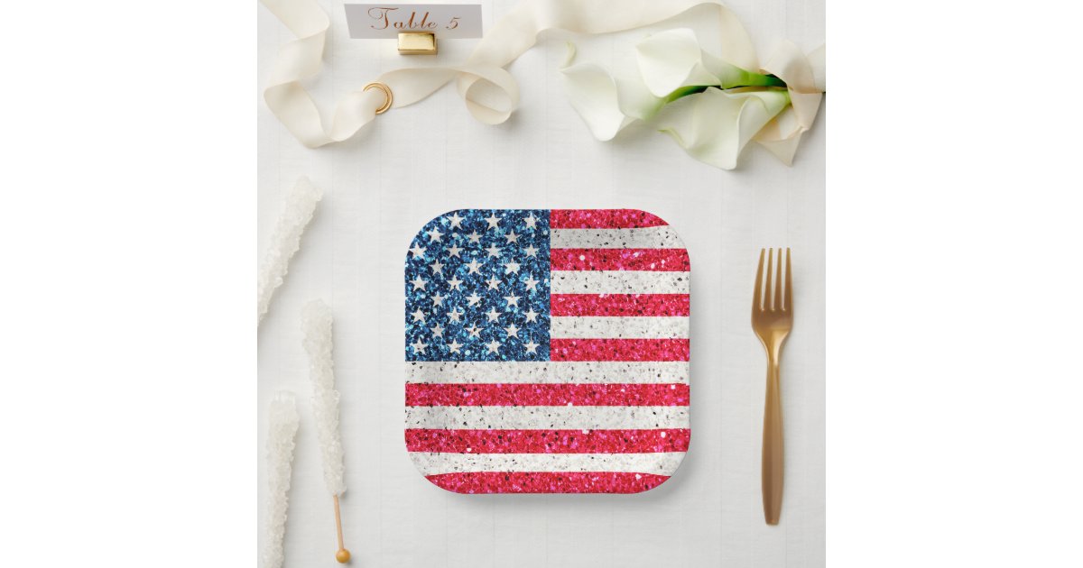 Red White Blue Patriotic American USA Flag Party Paper Plates | Zazzle