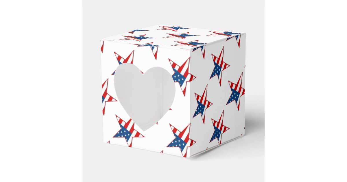Red White & Blue Patriotic Stars Heart Favor Box | Zazzle