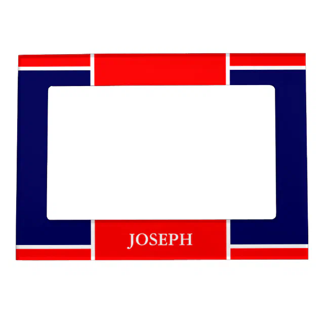 Red White Blue Personalized Name Geometric Magnetic Frame | Zazzle