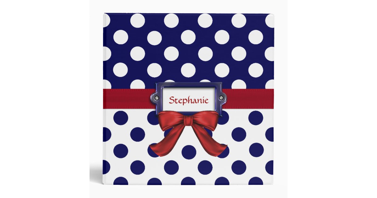 Red, White, & Blue Polka Dot Custom Binder | Zazzle