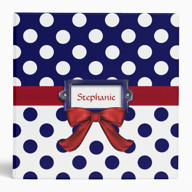 Red, White, & Blue Polka Dot Custom Binder | Zazzle
