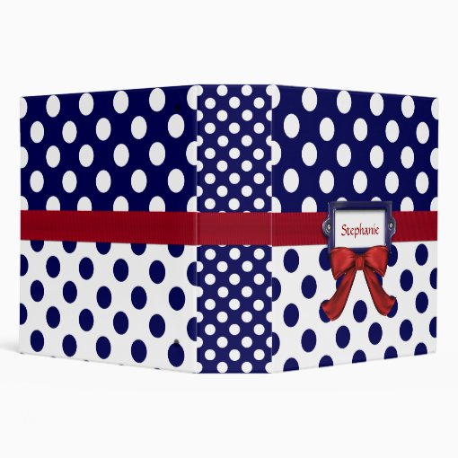 Red, White, & Blue Polka Dot Custom Binder | Zazzle
