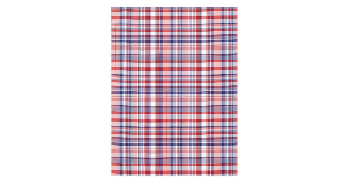 Red, White, Blue Preppy Madras Plaid Tablecloth | Zazzle