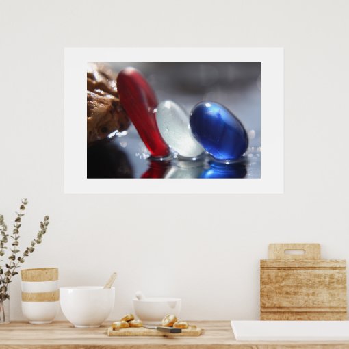 Red White & Blue Sea Glass Poster | Zazzle
