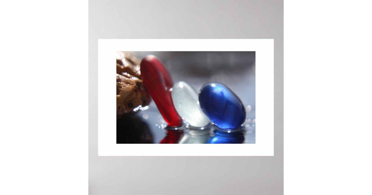 Red White & Blue Sea Glass Poster | Zazzle