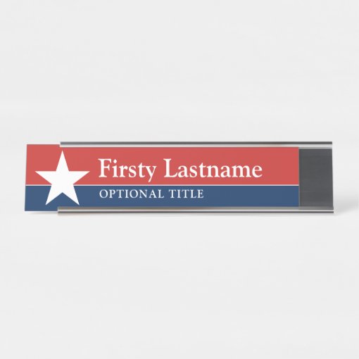 Red White Blue Star Custom Name Title Desk Name Plate | Zazzle