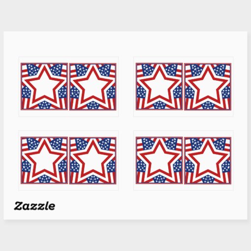 Red White & Blue Star Design to Add Text Rectangular Sticker | Zazzle