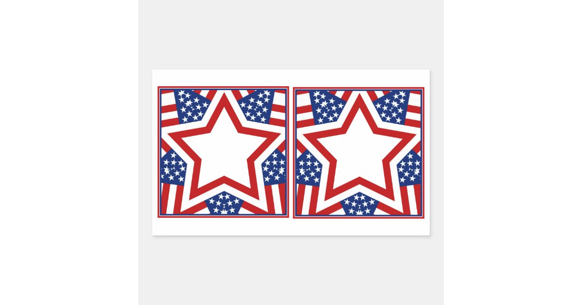 Red White & Blue Star Design to Add Text Rectangular Sticker | Zazzle