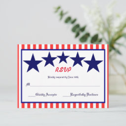 Red White & Blue Star - RSVP Card | Zazzle