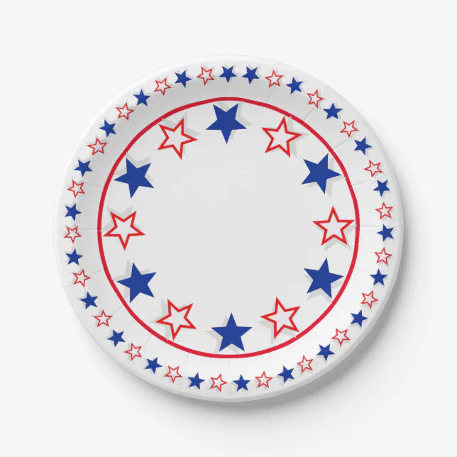 Red,White,Blue Stars 7" Paper Plates | Zazzle