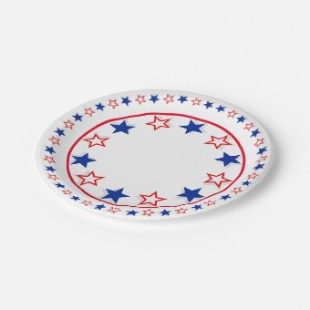 Red,White,Blue Stars 7" Paper Plates | Zazzle