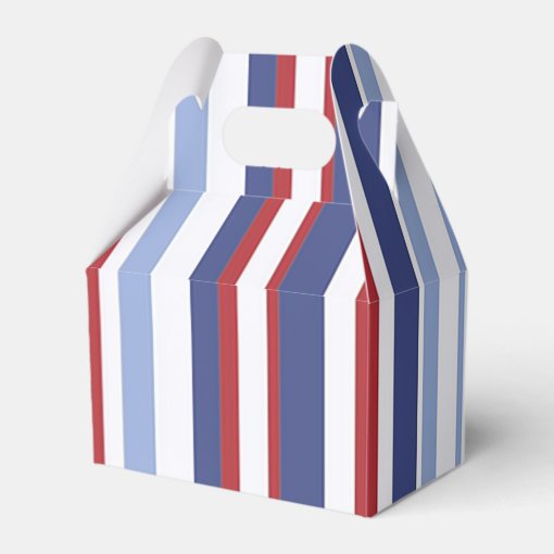 Red white blue stripe gable favor box | Zazzle