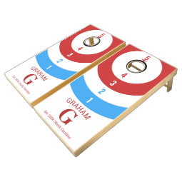 Red White Blue Target Archery Monogram Custom Cornhole Set | Zazzle