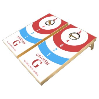 Red White Blue Target Archery Monogram Custom Cornhole Set | Zazzle