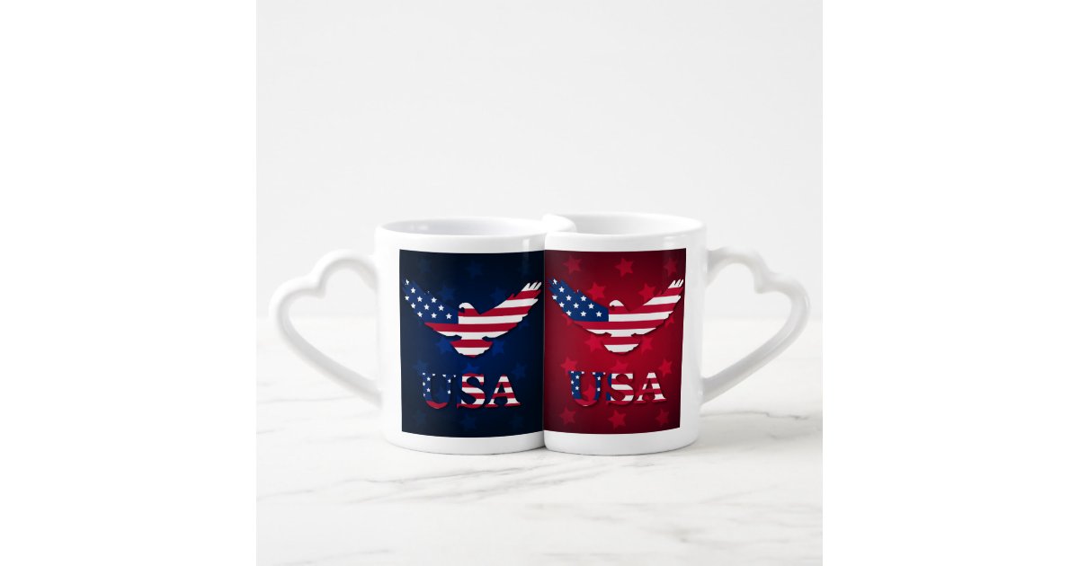 RED WHITE BLUE USA AMERICAN EAGLE COFFEE MUG SET | Zazzle