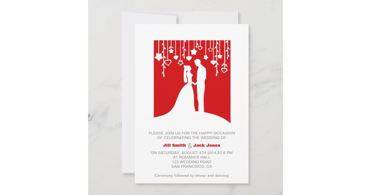 Red & White bold stylish modern wedding invitation | Zazzle