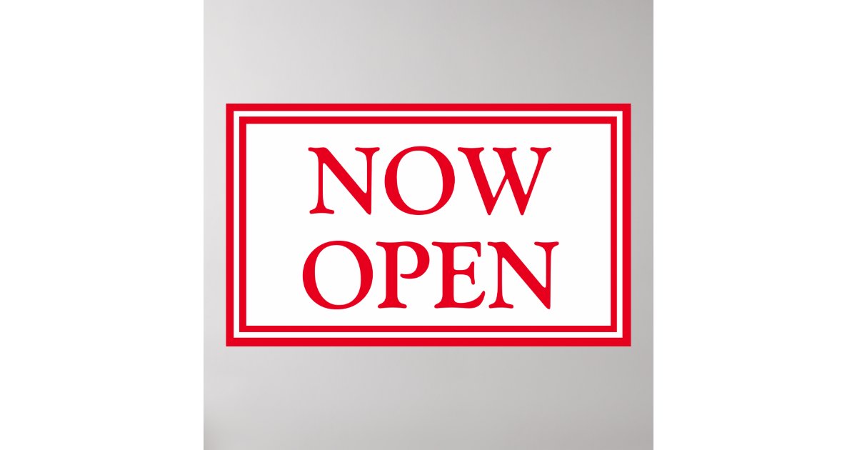 Red White Business Now Open Poster | Zazzle