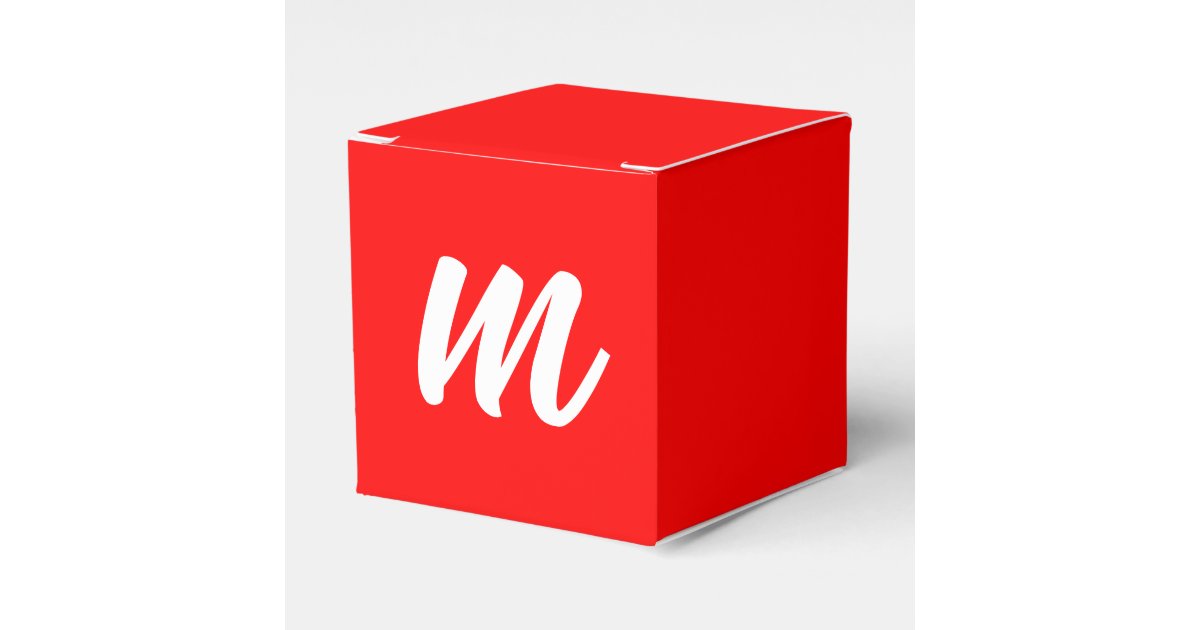 Red White Calligraphy Monogram Initial Letter Favor Boxes | Zazzle
