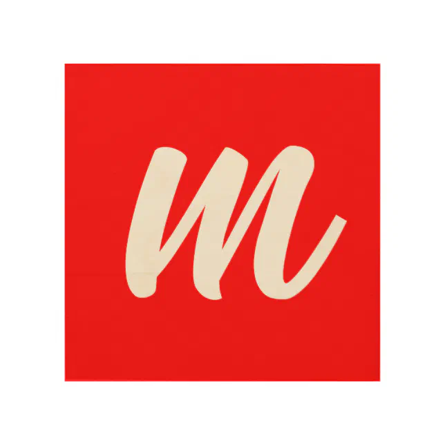 Red White Calligraphy Monogram Initial Letter Wood Wall Art | Zazzle