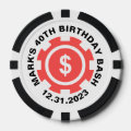 Red White Casino Themed 40th Birthday Party Poker Chips | Zazzle