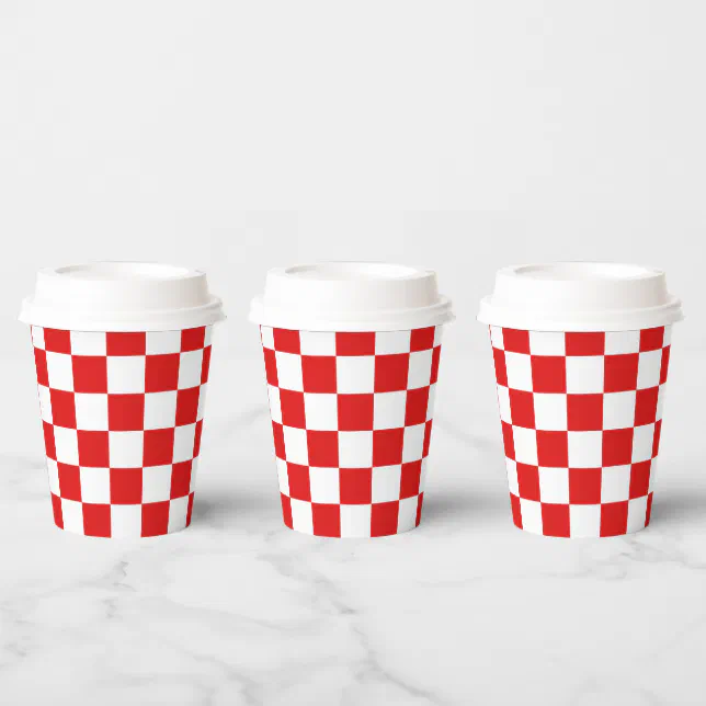 red white check pattern party paper cups | Zazzle