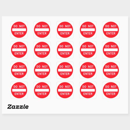 Red & White Circle Do Not Enter Road Driving Sign Square Sticker | Zazzle