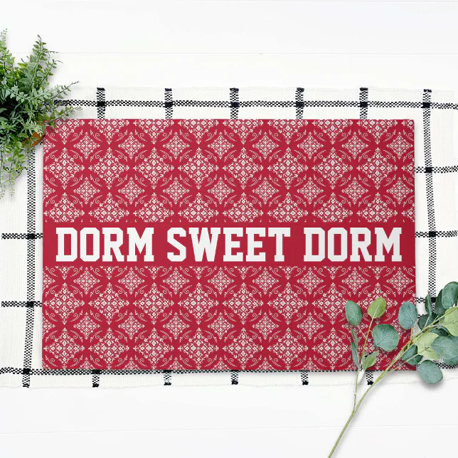 Red White College Cool Fun Dorm School Home Doormat | Zazzle