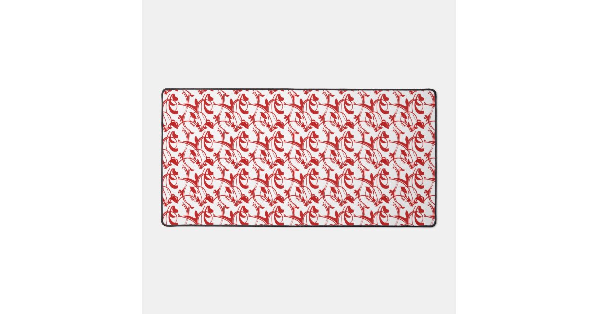 Red White Colors Artistic Scrolling Pattern Desk Mat | Zazzle