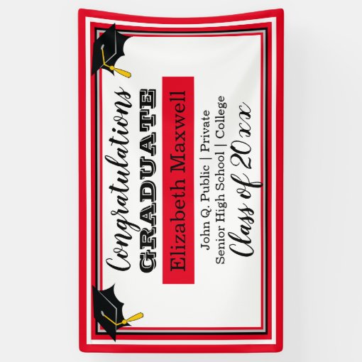 Red | White Congratulations Graduate Graduation Banner | Zazzle