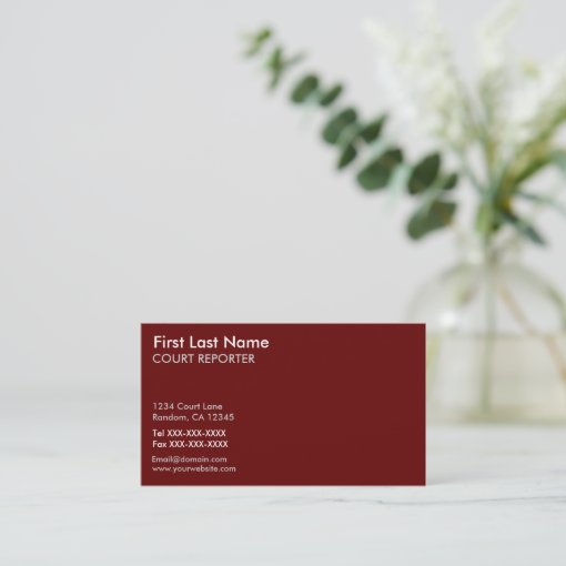 Red white court reporter custom business cards | Zazzle
