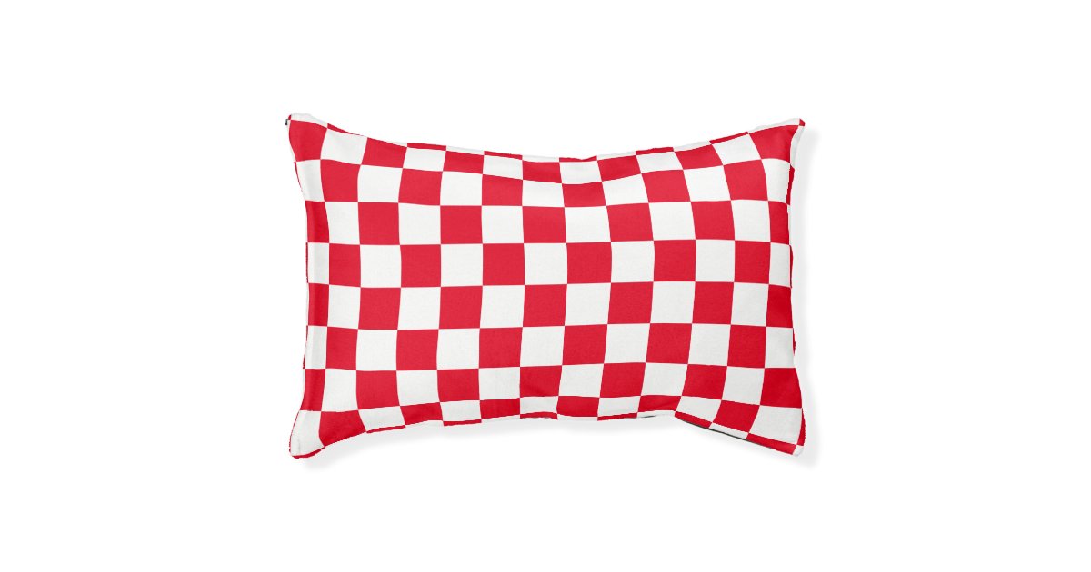 Red White Croatian Checkerboard Geometric Pattern Pet Bed | Zazzle