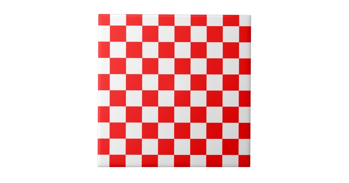 Red White Croatian Checkerboard Pattern Ceramic Tile | Zazzle