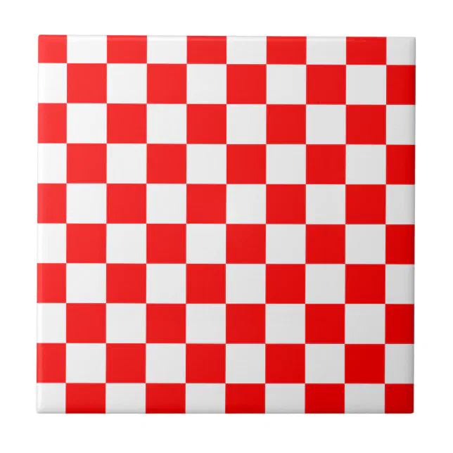 Red White Croatian Checkerboard Pattern Ceramic Tile | Zazzle
