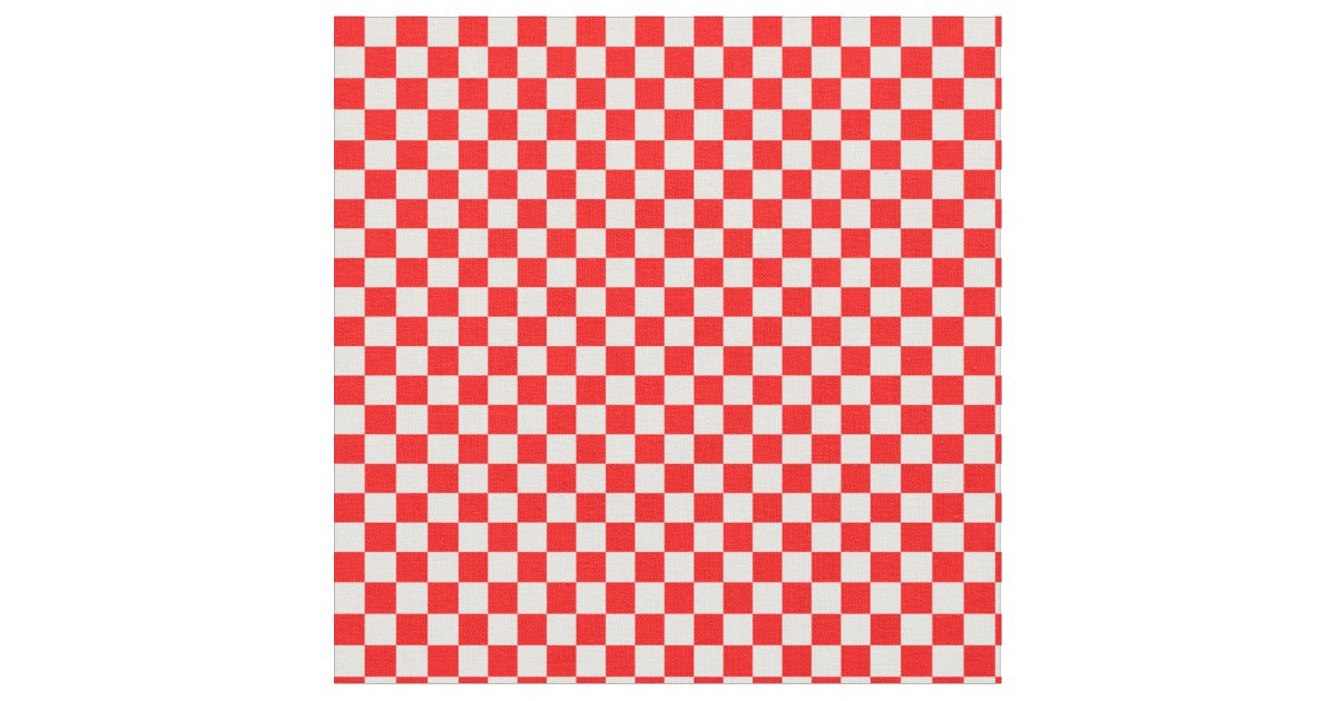 Red White Croatian Checkerboard Pattern Fabric | Zazzle