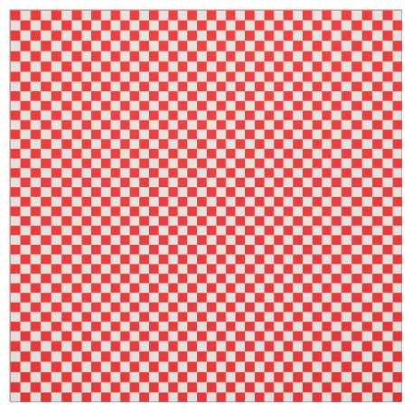 Red and White Gingham Pattern Fabric | Zazzle