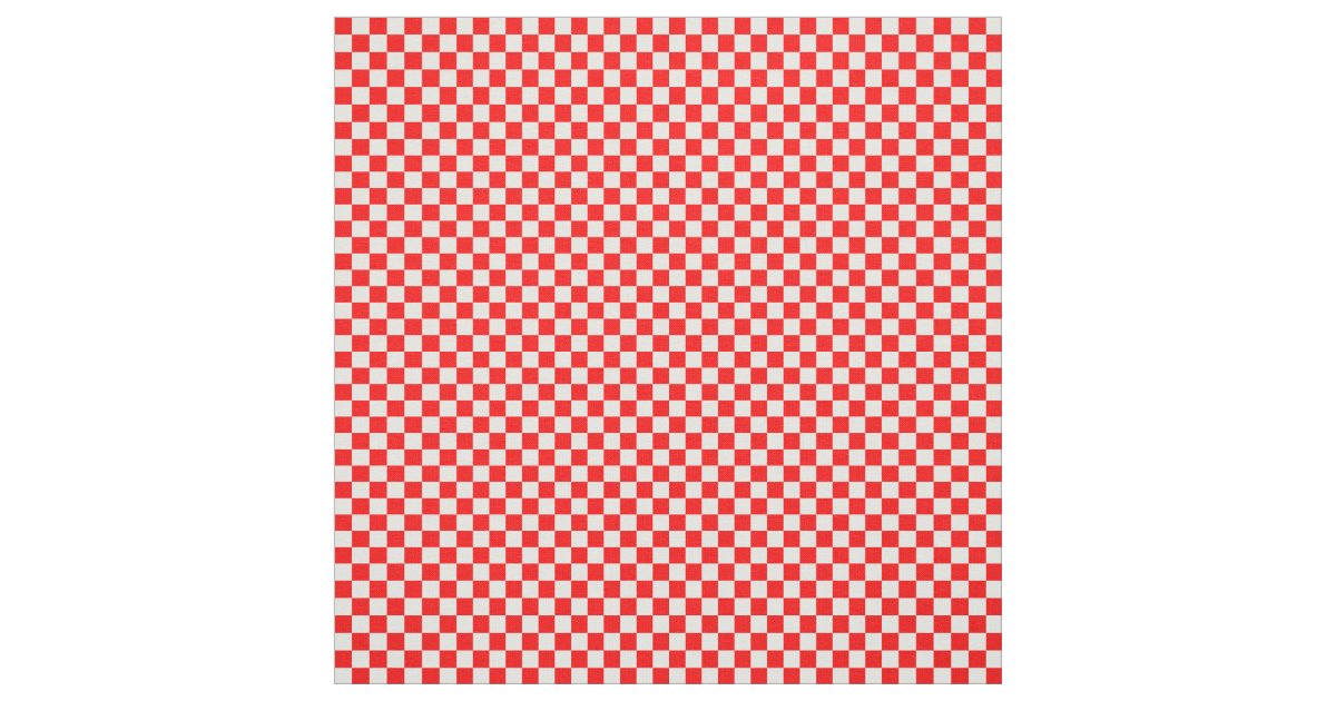 Red White Croatian Checkerboard Pattern Fabric | Zazzle
