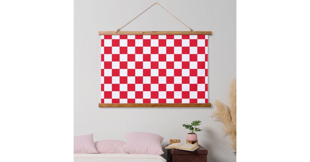 Red White Croatian Checkerboard Pattern Hanging Tapestry | Zazzle