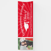 Red & White Custom Photo 8' Wide Graduation Banner | Zazzle