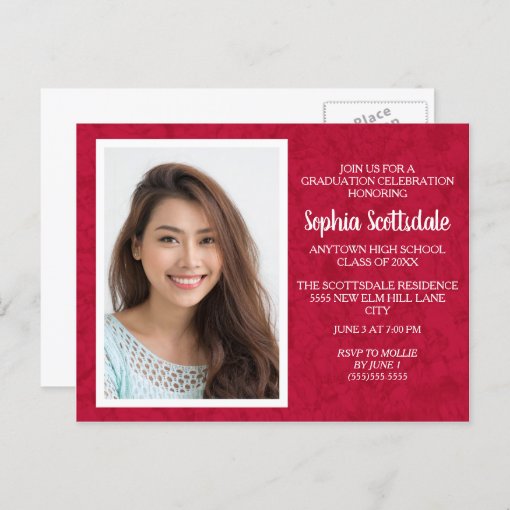 Red White Custom Photo Graduation Party Invitation | Zazzle
