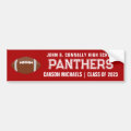 Red White Custom School Football Team Player Bumper Sticker | Zazzle