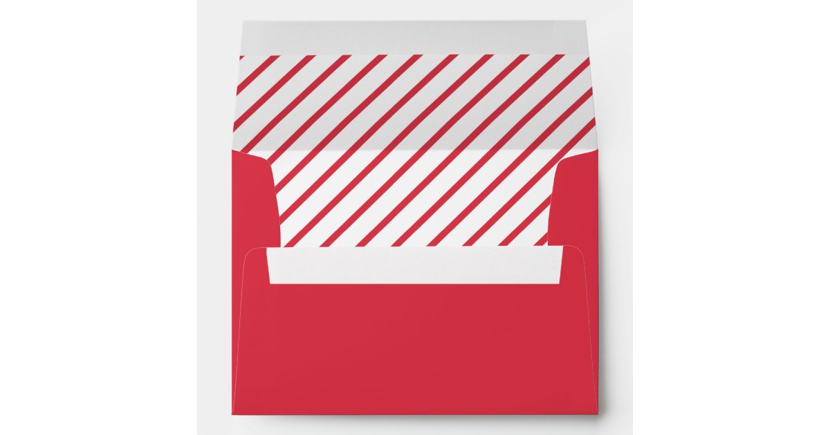 Red & White Diagonal Stripes Pattern Personalizes Envelope | Zazzle