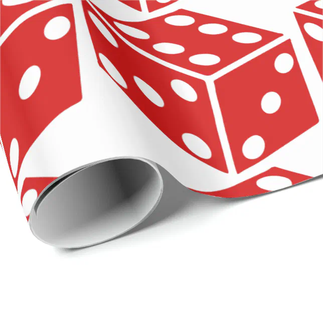 Red white dice pattern wrapping paper gambling | Zazzle