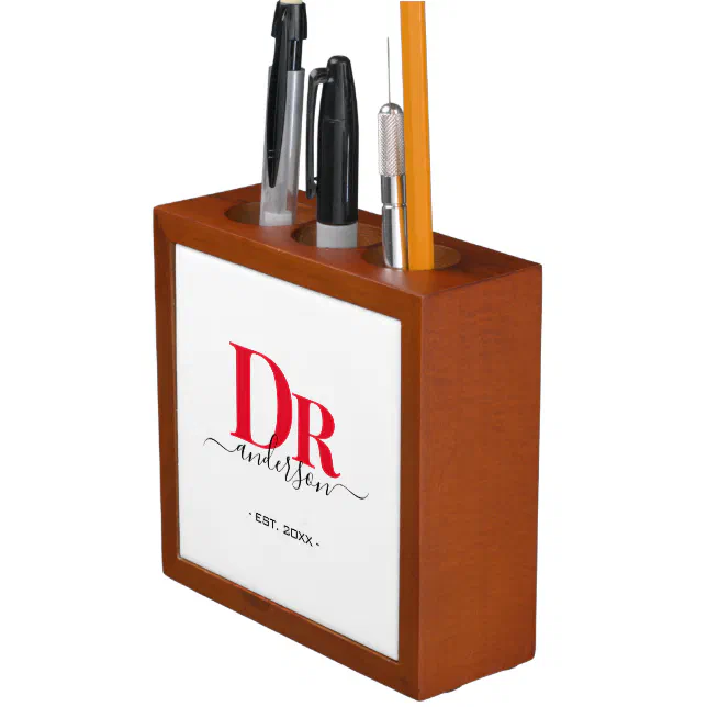 Red & White Doctor Medical Professional Office Desk Organizer | Zazzle
