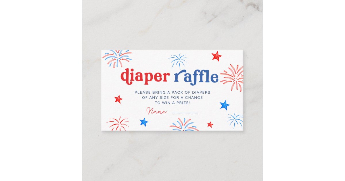 Red White & Due 4th of July Diaper Raffle Enclosure Card | Zazzle