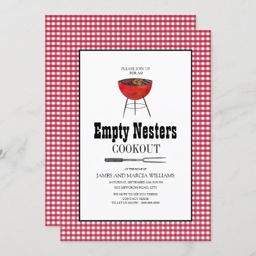 Red White Empty Nesters Cookout Barbecue Invitation | Zazzle
